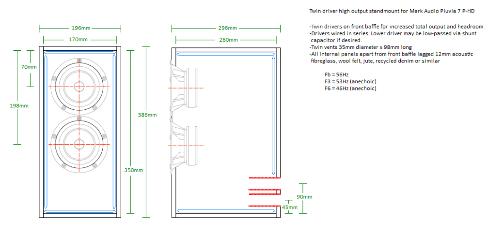 Twin driver high output Standmount Pluvia 7 P-HD -metric – Markaudio